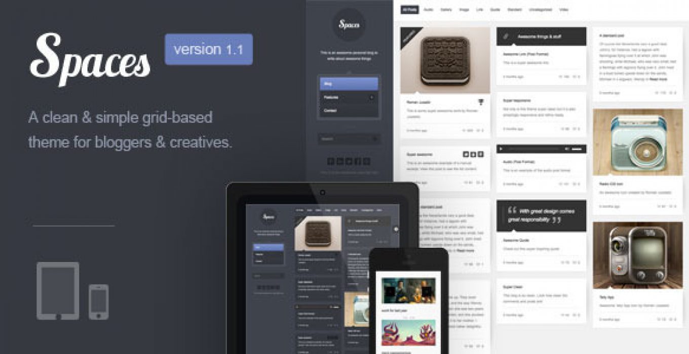 Spaces | Full Screen Grid-Based Blog/Portfolio - wpnull24