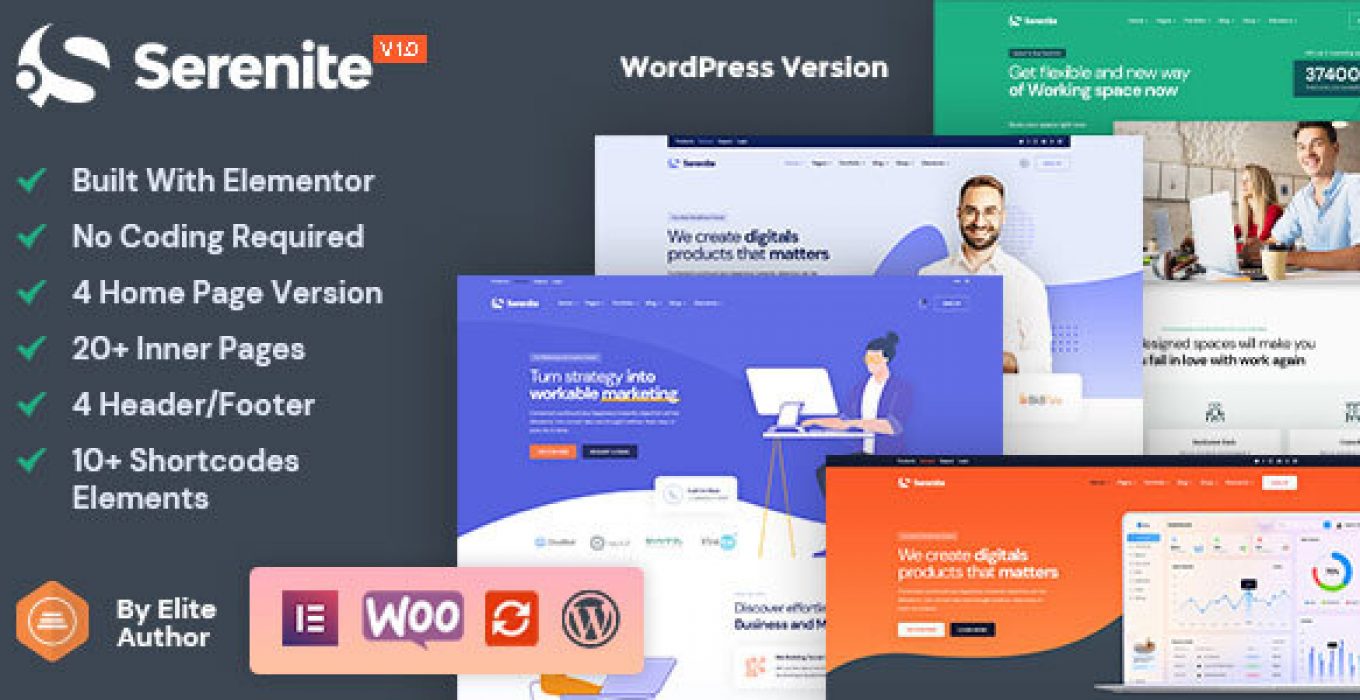 Serenite – Startup & SaaS WordPress Theme - wpnull24