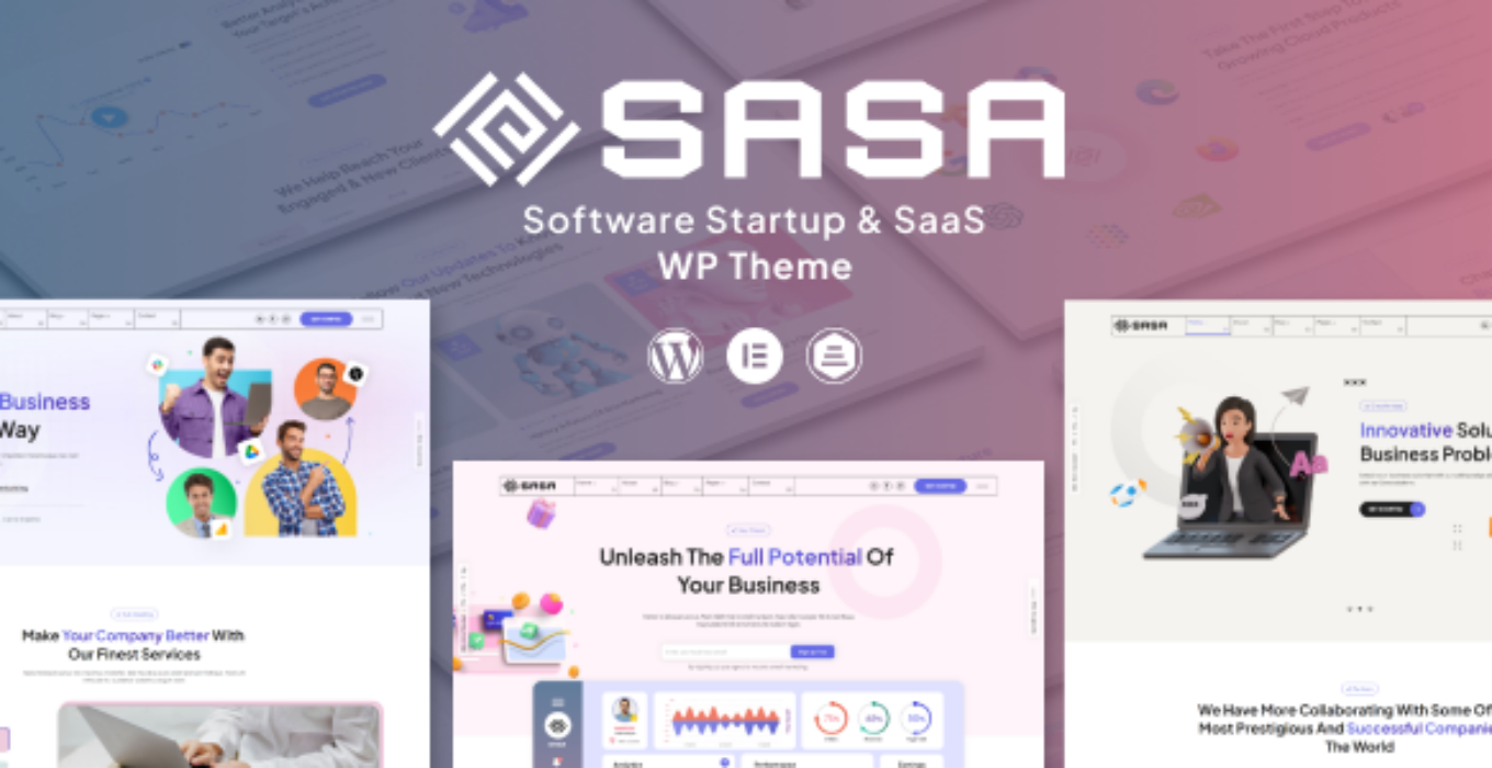 SaSa – SaaS & Tech Startup Elementor WordPress Theme - wpnull24