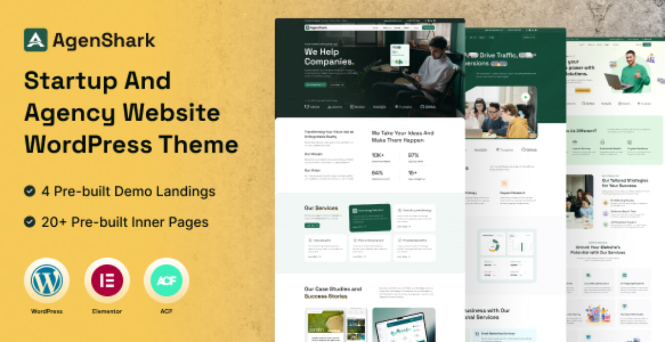 Agenshark – Startup Agency Elementor WordPress Theme - wpnull24